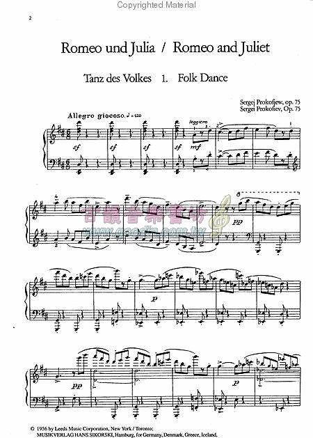 古韻社 GoodinMusik【Prokofiev Selections From Romeo And Juliet, Op.75 - SIK2121 / HL50160590 ...